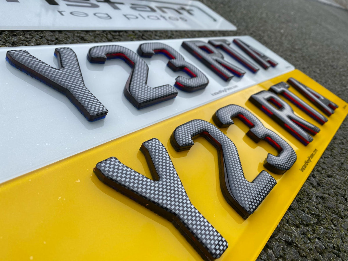 4D BMW Style & Carbon Fibre Gel Number Plates | Standard 79mm Font ...